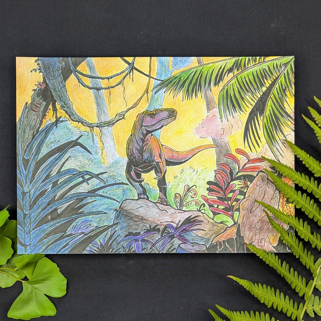Megalosaurus Dinosaur Print, Paleoart Illustration, Color Pencil ...