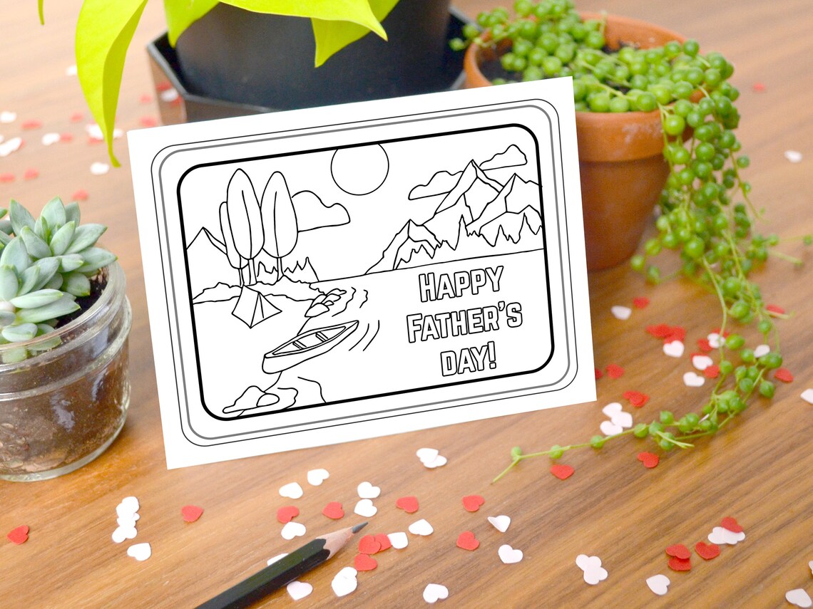 Printable Father's Day Coloring Card Kids Coloring Card - Etsy