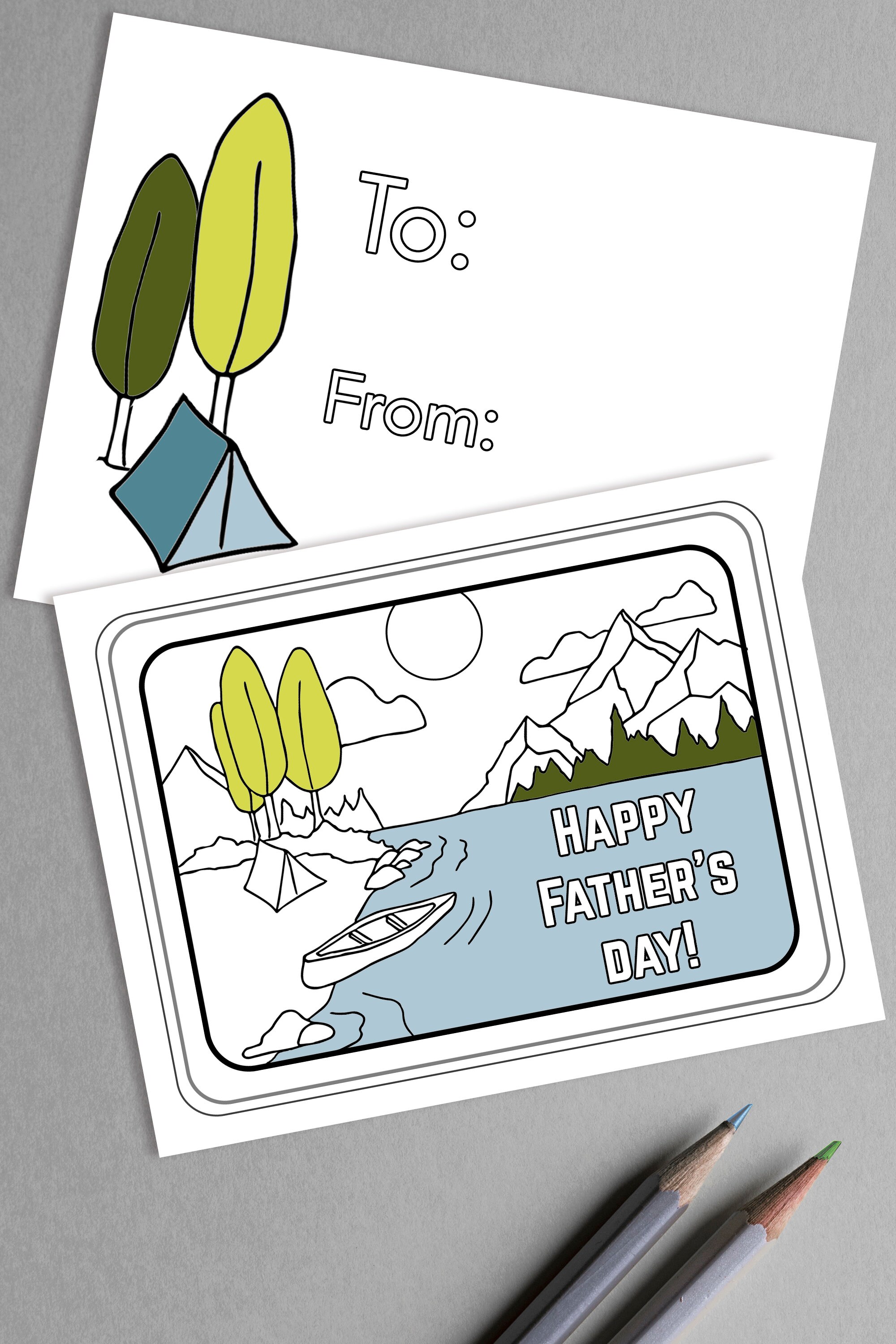 Printable Father's Day Coloring Card Kids Coloring Card - Etsy