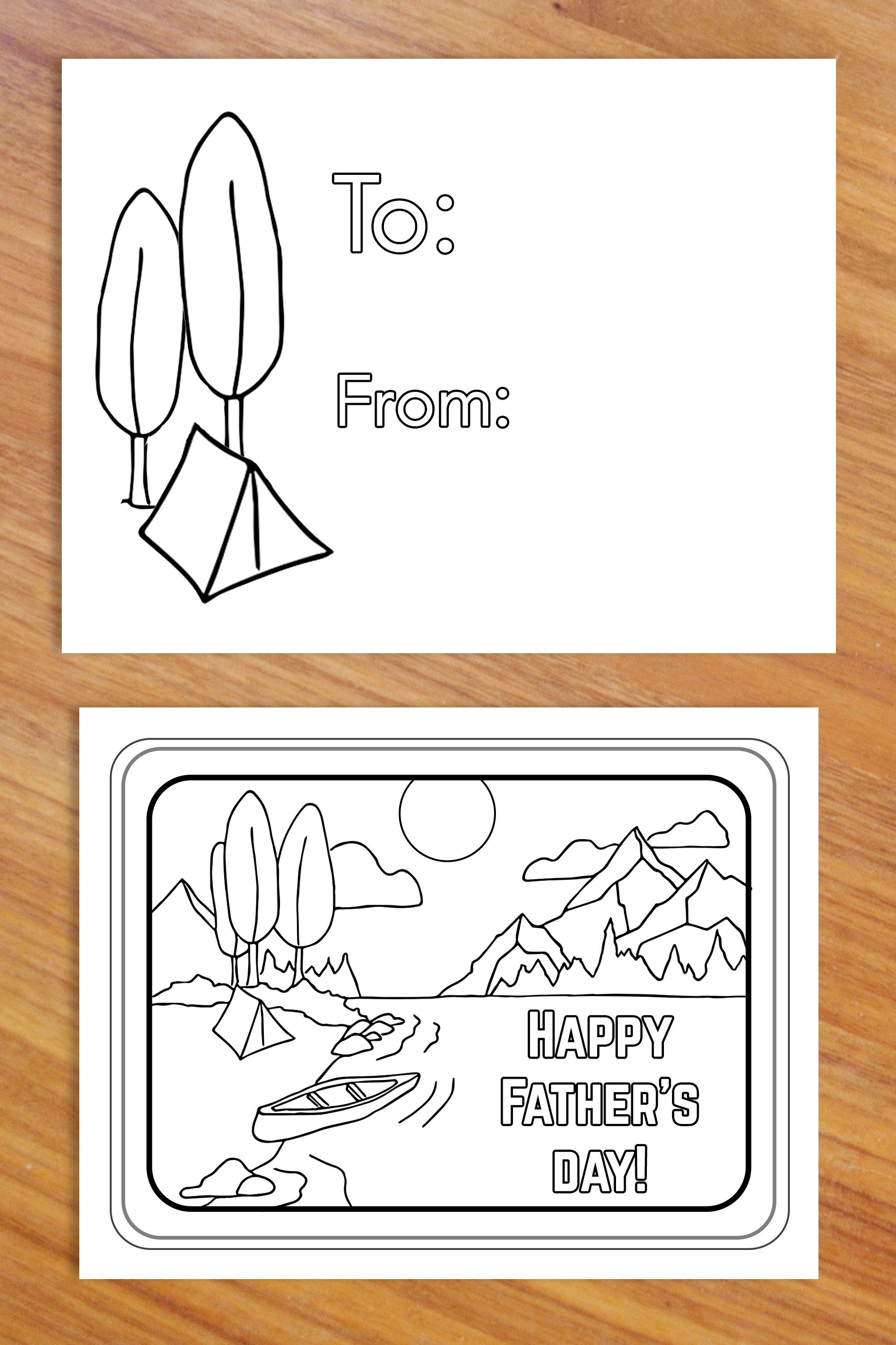 Printable Father's Day Coloring Card Kids Coloring Card - Etsy