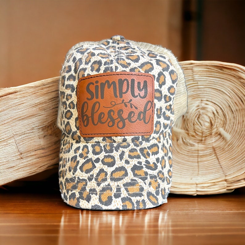 Women’s Leopard Print Leather Patch Hat | Simply Blessed - Etsy