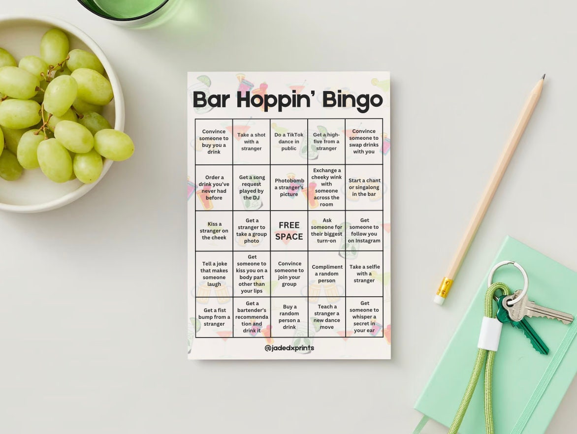 Bar Hopin' Bingo Card Drinking Game - Etsy