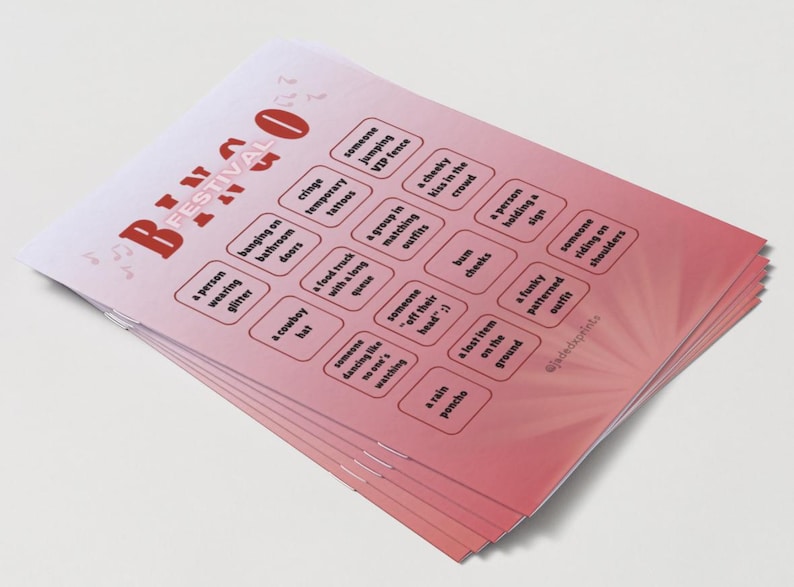 Printable Festival Bingo Game - Fun Festival Checklist for Friends ...