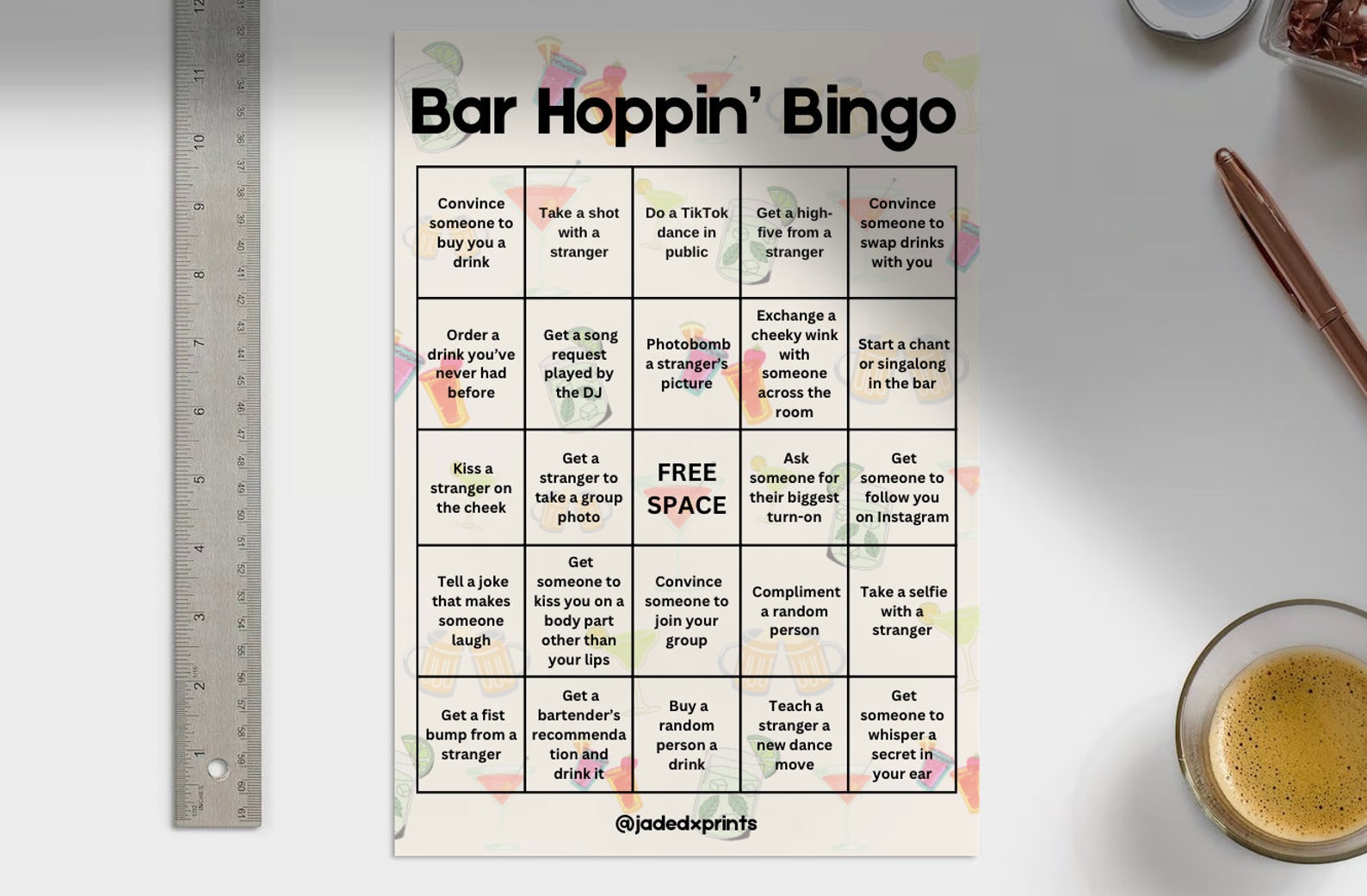 Bar Hopin' Bingo Card Drinking Game - Etsy