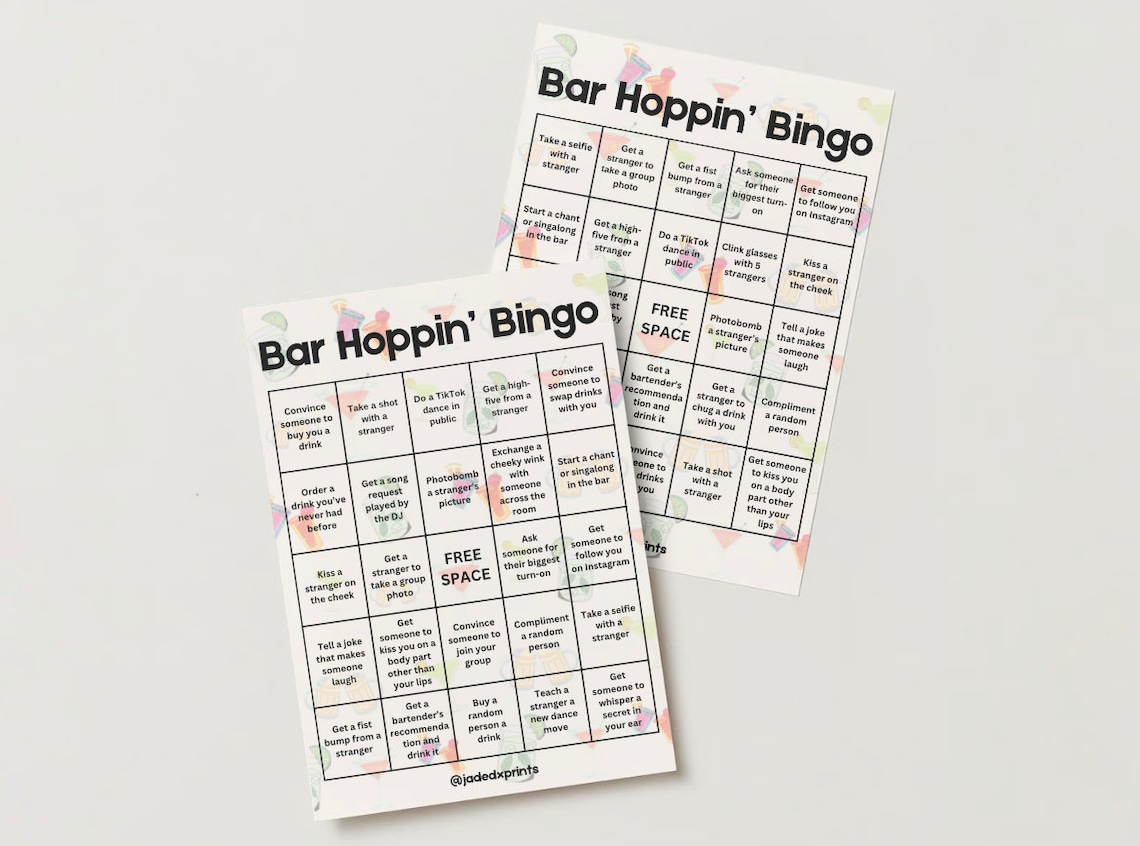 Bar Hopin' Bingo Card Drinking Game - Etsy