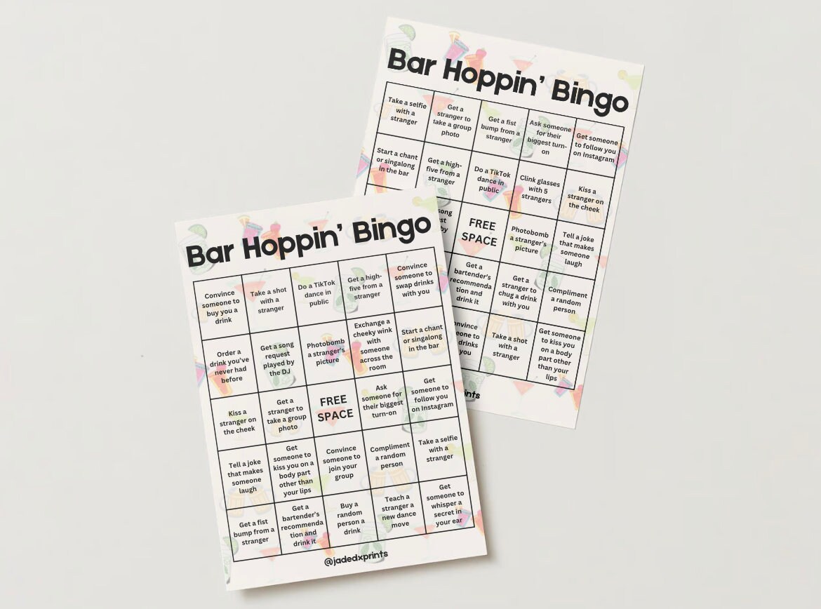 Bar Hopin' Bingo Card Drinking Game - Etsy