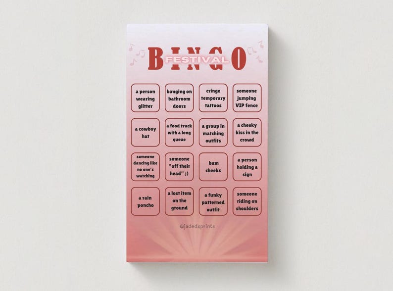 Printable Festival Bingo Game - Fun Festival Checklist for Friends ...
