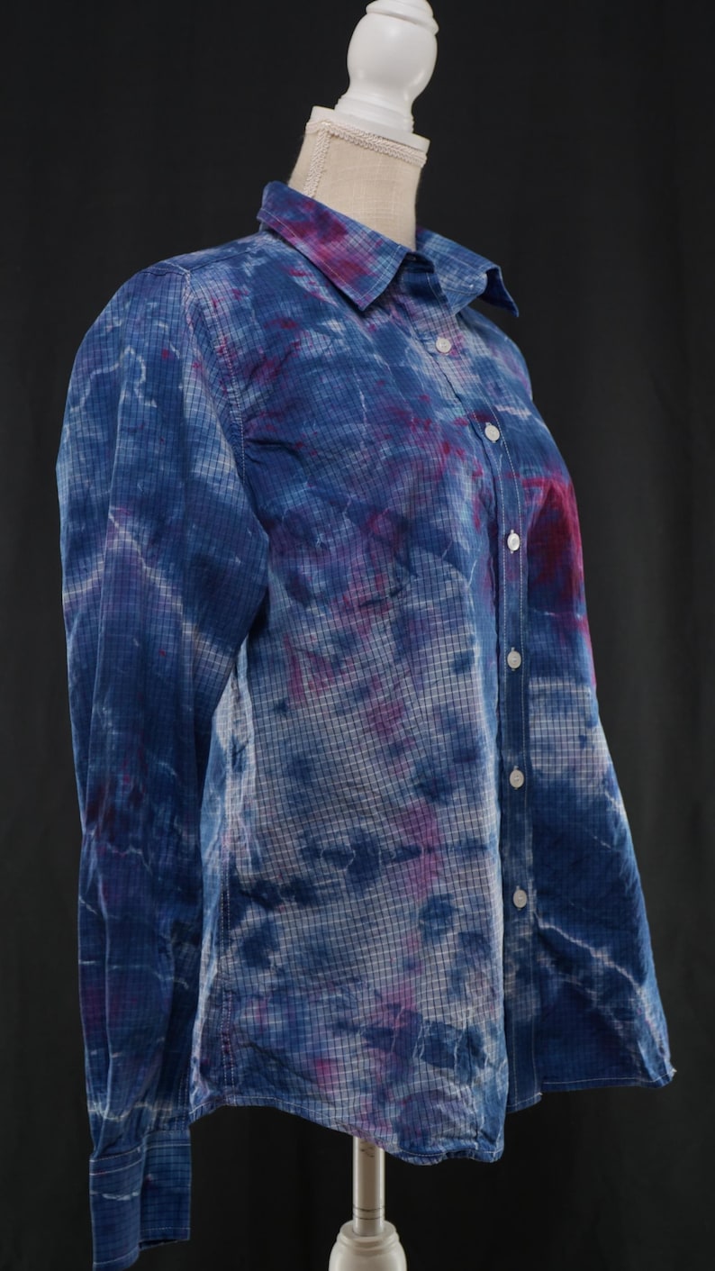 Dyed Button-up Blouse Large Women’s Ice - Etsy