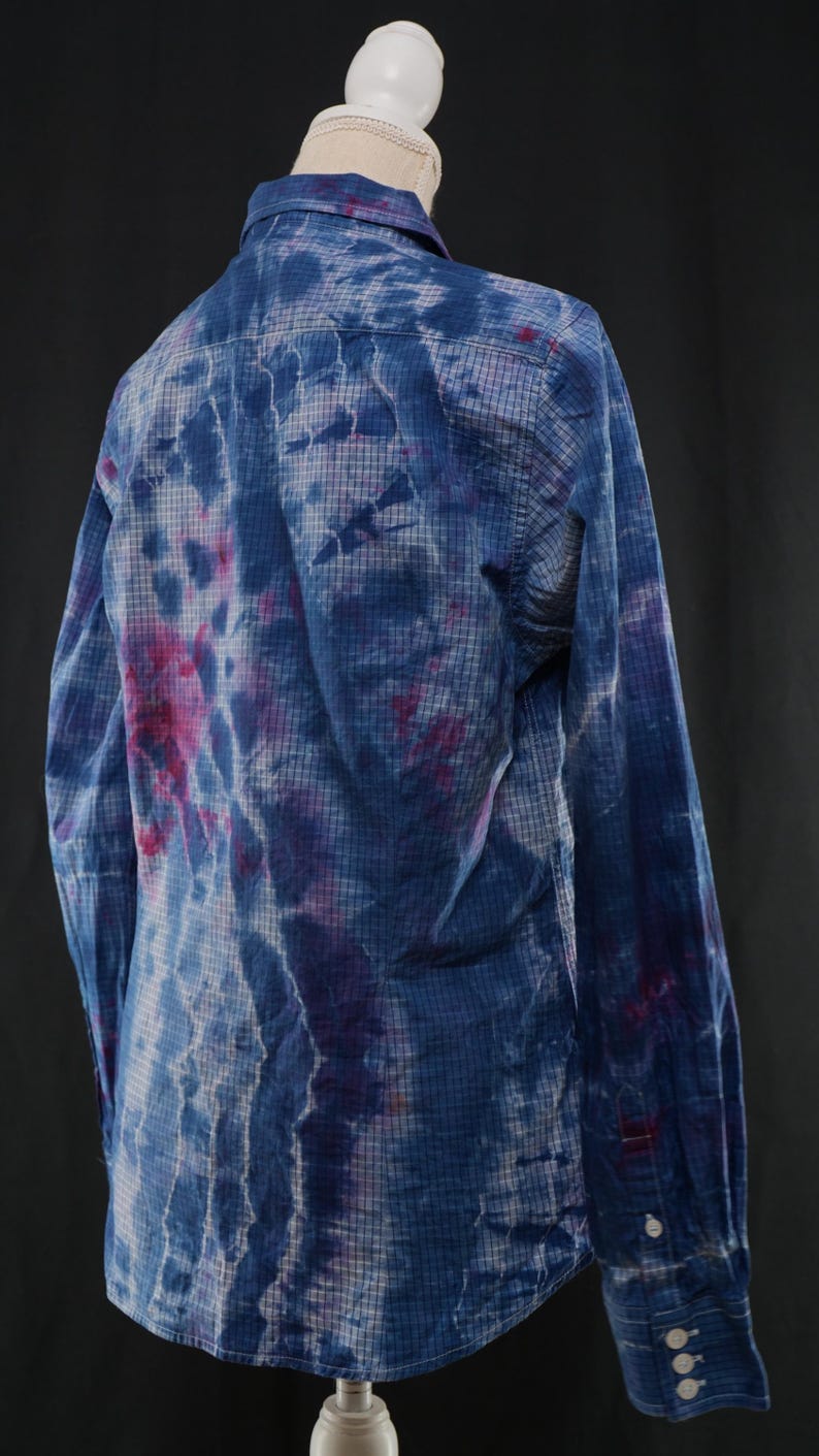Dyed Button-up Blouse Large Women’s Ice - Etsy