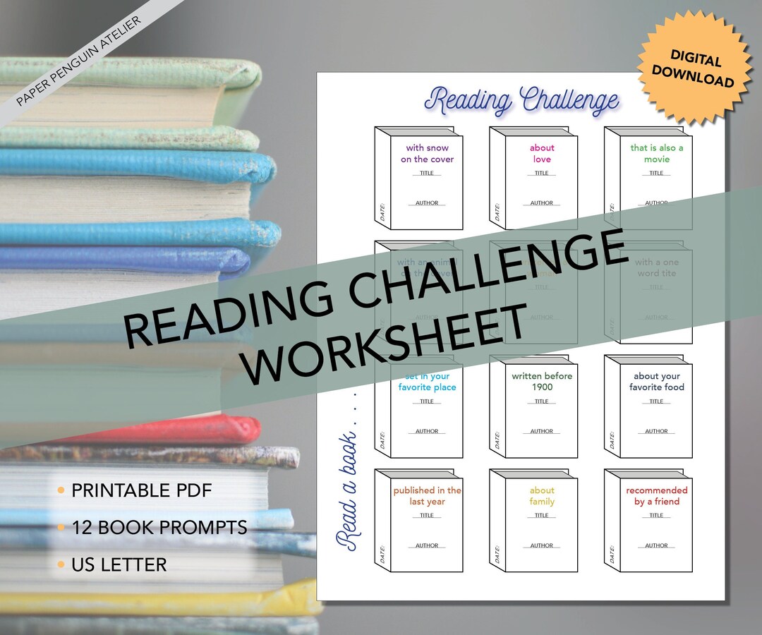 Printable Book Challenge PDF | Reading Challenge 12 Book Prompts ...