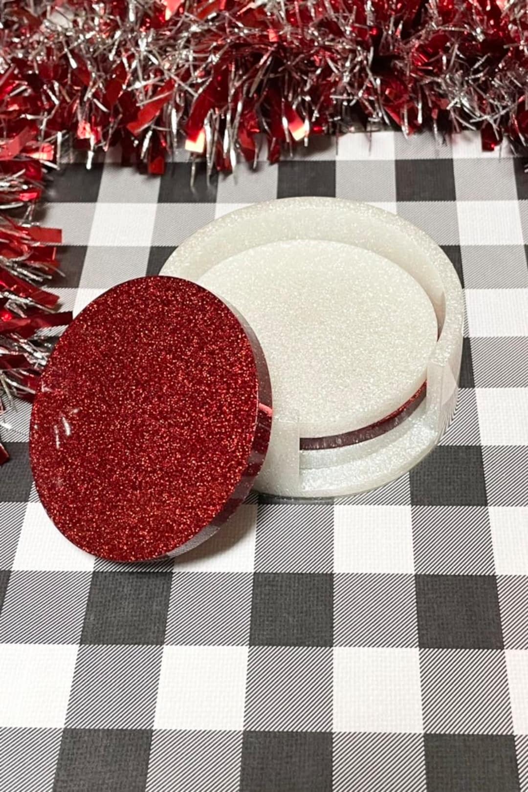 Christmas Coaster Set, Holiday Coasters, Handmade Resin Coasters ...