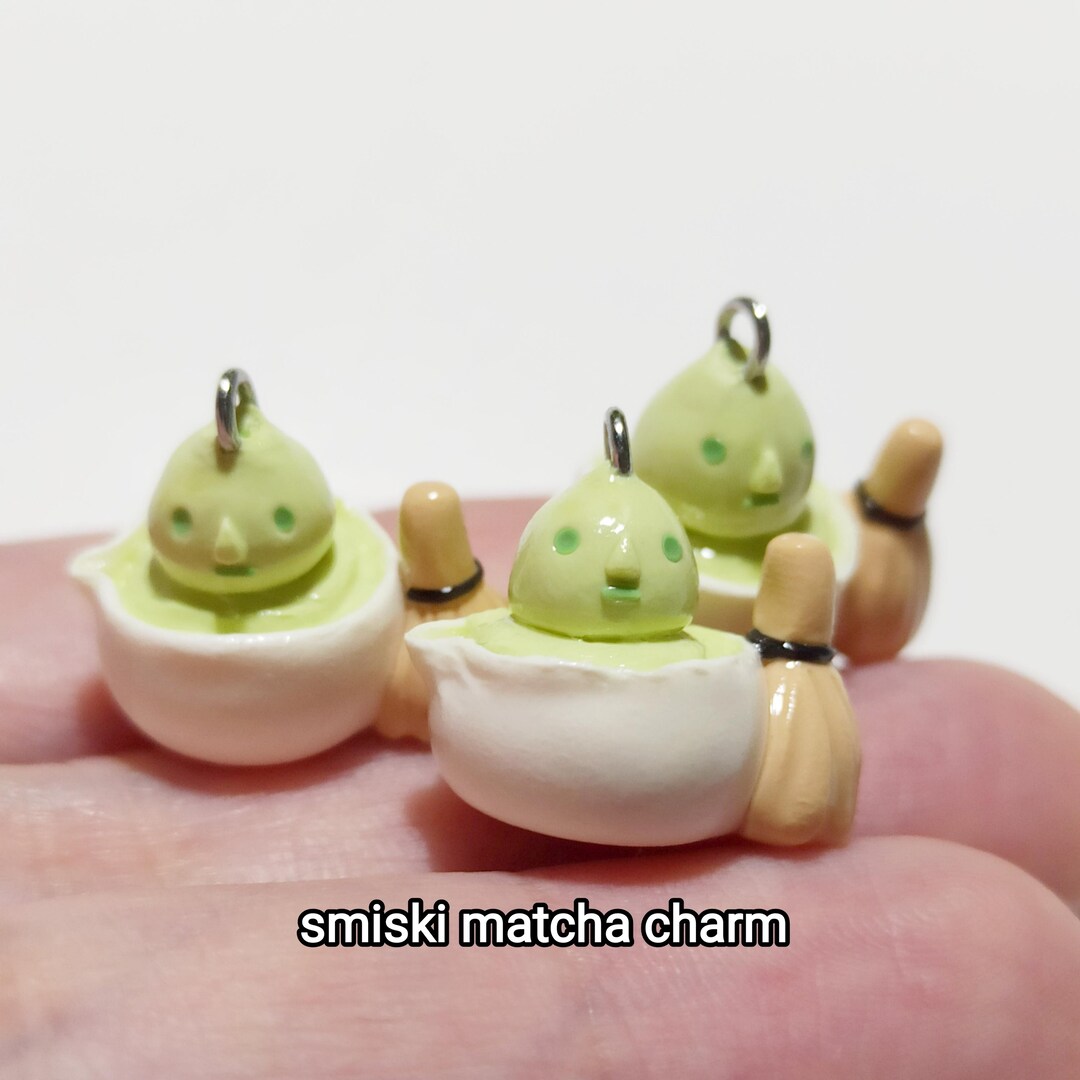 Smiski Matcha Phone Charm or Keychain, Handmade Polymer Clay Gift - Etsy