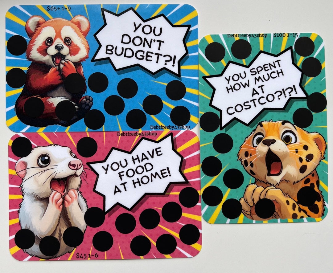 Shocked Animals Budgeting Mishaps Scratch off Savings Challenges Series ...