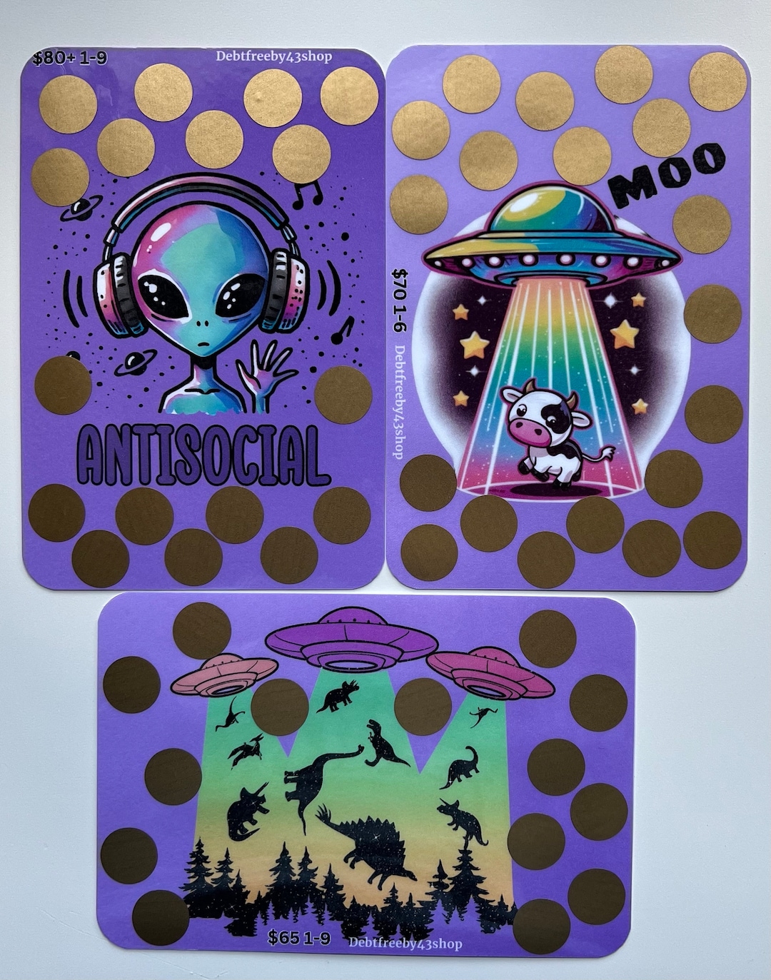 Alien Set 1 Scratch off Savings Challenges Series 4”x5” Laminated - Etsy