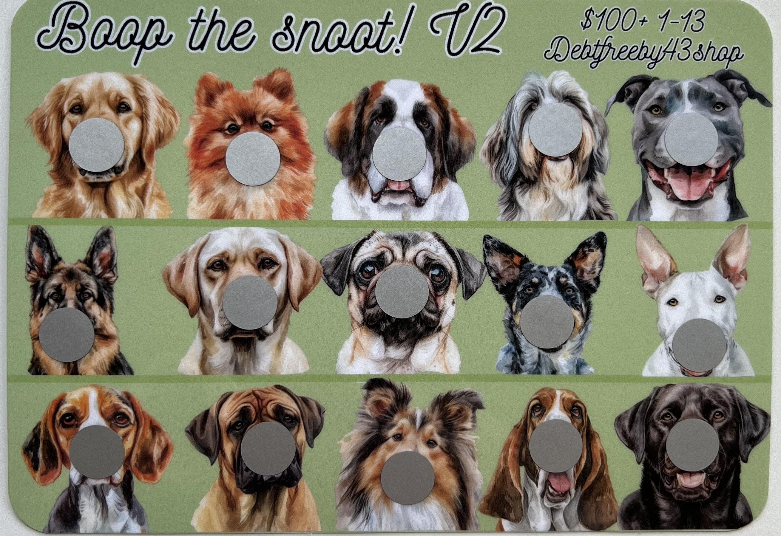 Boop the Snoot V2 Scratch off Savings Challenges 5x7 Laminated Save 100 ...