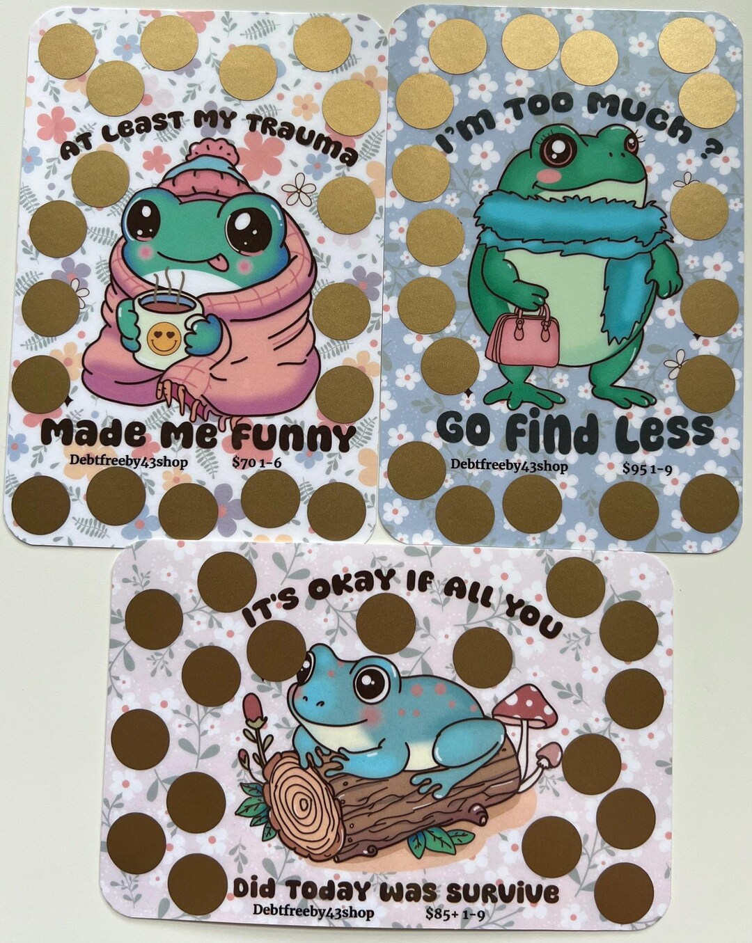 Cute Frogs Doing Their Best Scratch off Savings Challenges Series 4”x6 ...