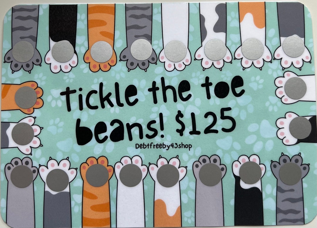 Tickle the Toe Beans! Scratch off Savings Challenges 5”x7” Laminated ...