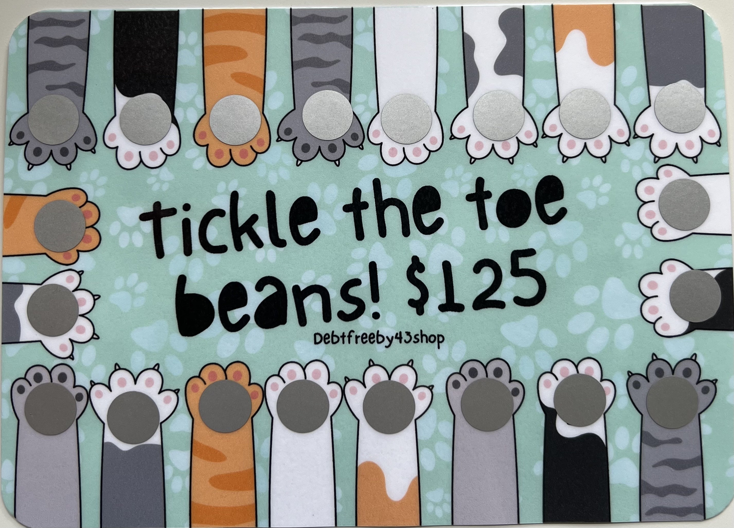 Tickle the Toe Beans Scratch off Savings Challenges 5x7 Laminated Save ...