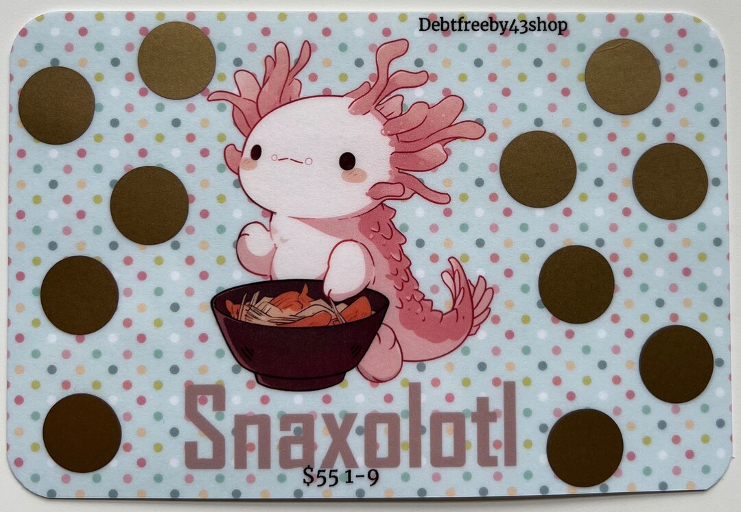 Snaxolotl Axolotl Scratch off Savings Challenges 4”x6” Laminated Save 55 - Etsy