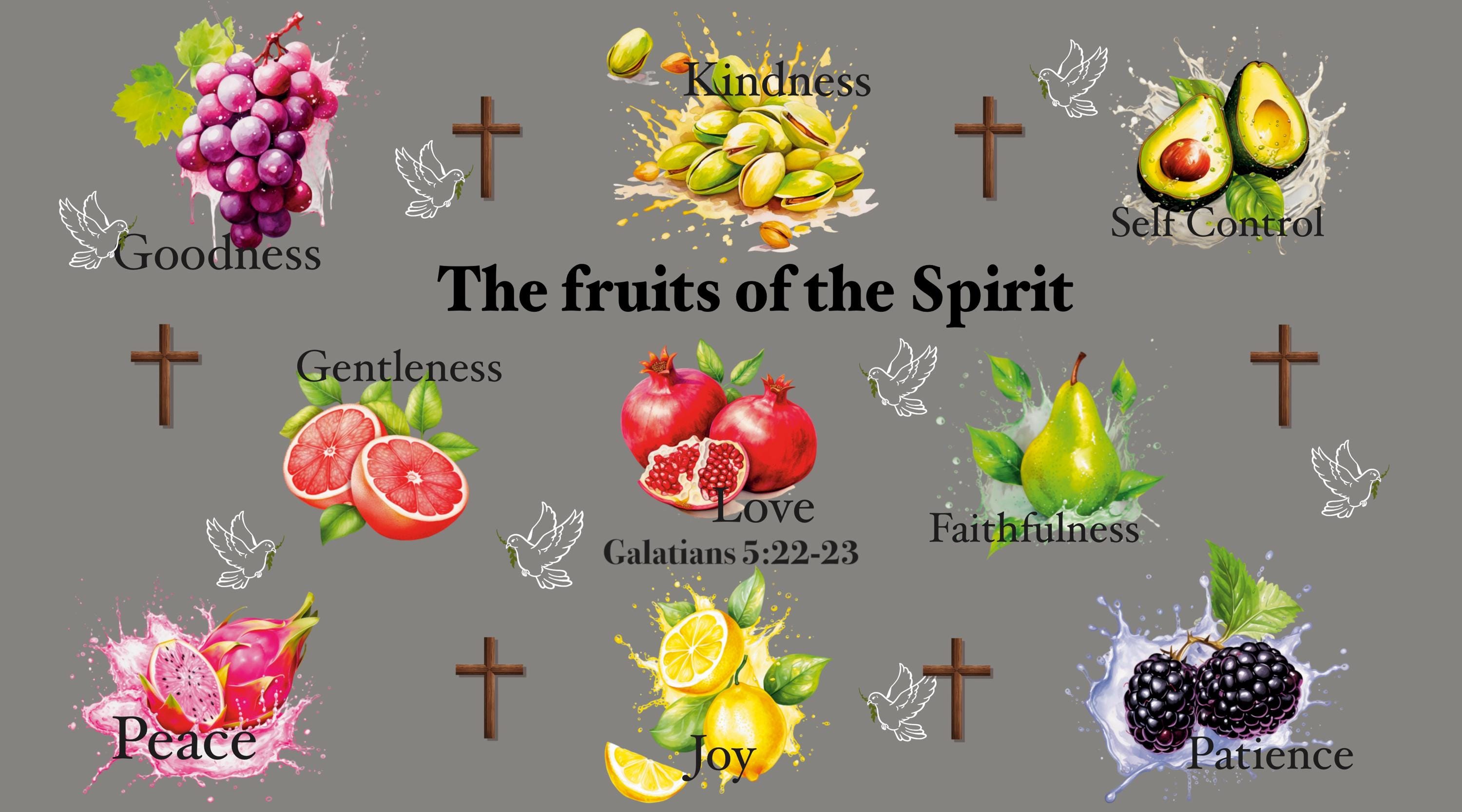 Fruits of the Spirit Bible Verses UV/DTF, Sublimation, PNG Jpeg ...