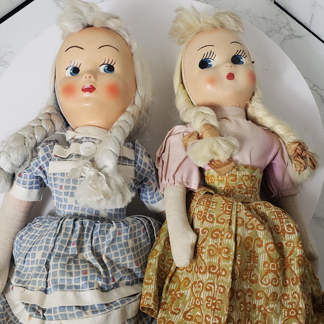 Set of 2 A.D. Sutton & Sons Vintage Sawdust Mask Face Dolls - Etsy