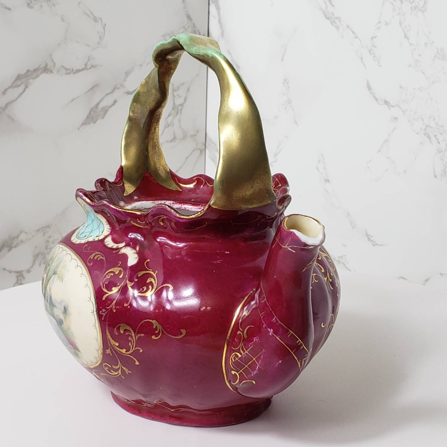 Antique Royal Vienna Porcelain Teapot Cherub and Lady Missing Lid Free ...