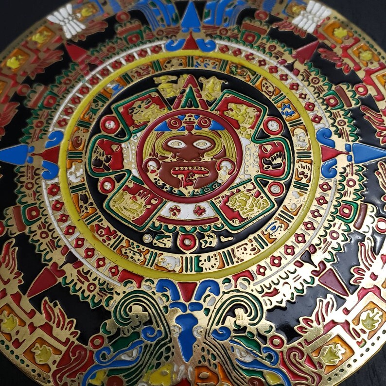 Aztec Calendar Sun Stone Wall Art Plaque Wood and Metal - Etsy