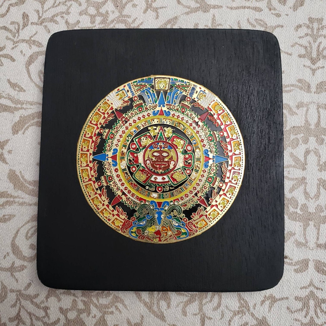 Aztec Calendar Sun Stone Wall Art Plaque Wood and Metal - Etsy
