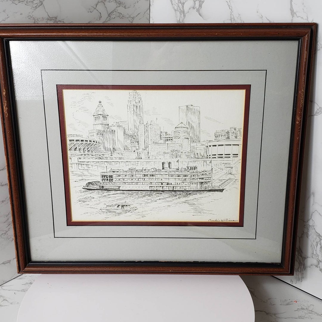 Caroline Williams Cincinnati Riverfront Fountain Square Sketch Print ...