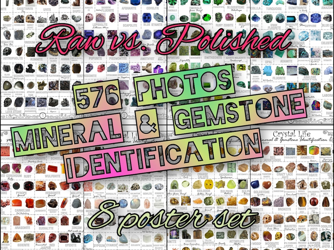 576 Minerals, Crystals, & Gem ID Poster Set PDF + HD Photos - Etsy