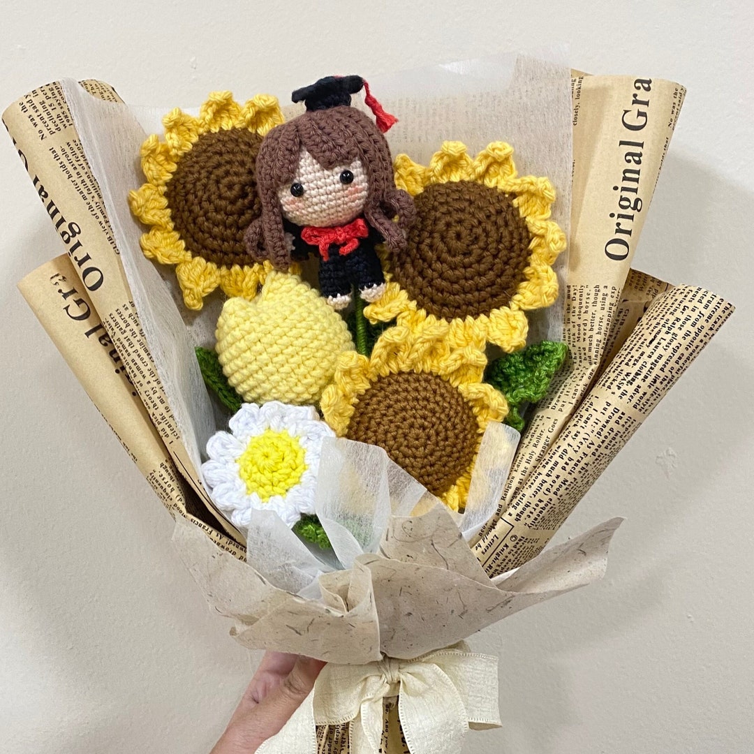 Crochet Graduation Bouquet Crochet Sunflower - Etsy