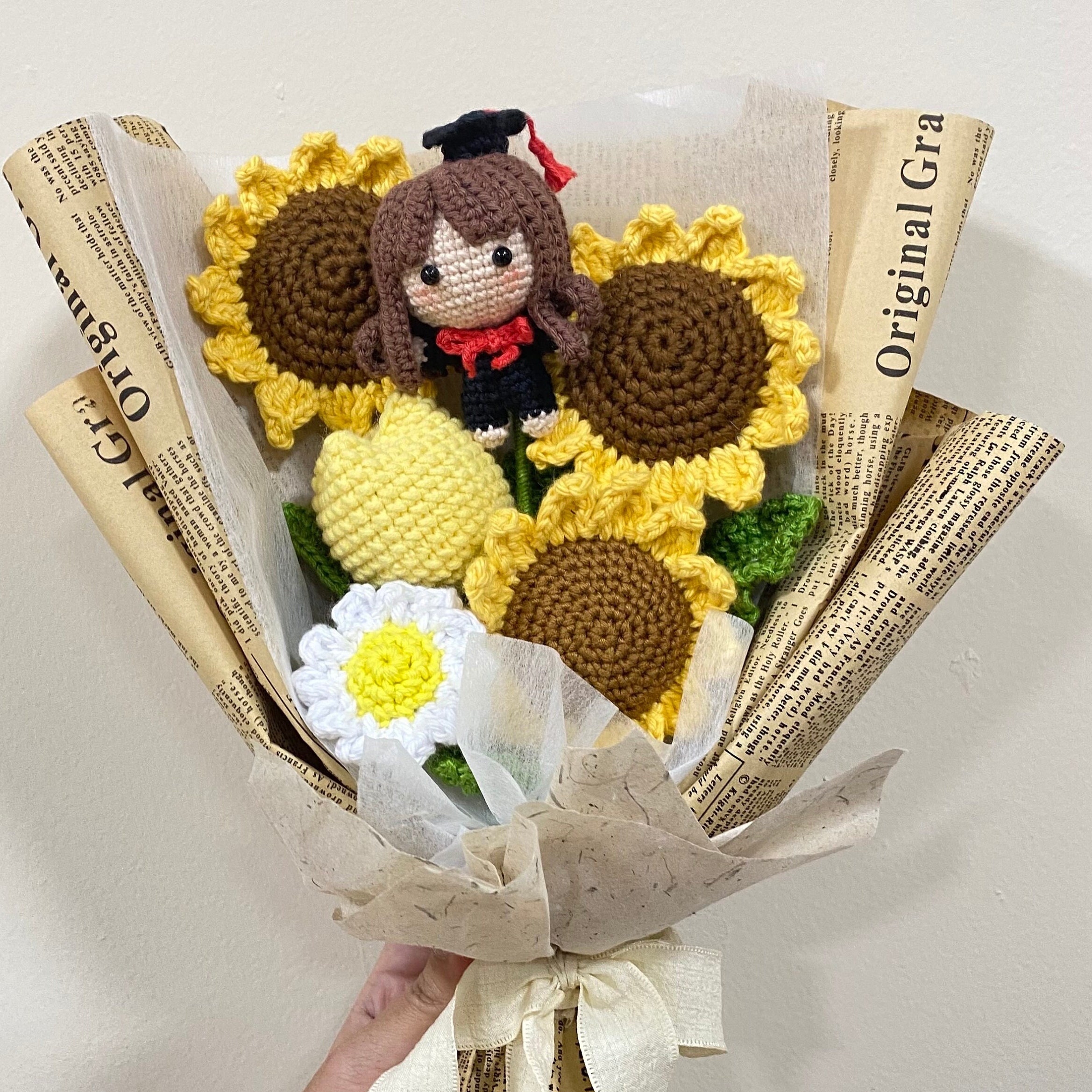 Crochet Graduation Bouquet Crochet Sunflower - Etsy