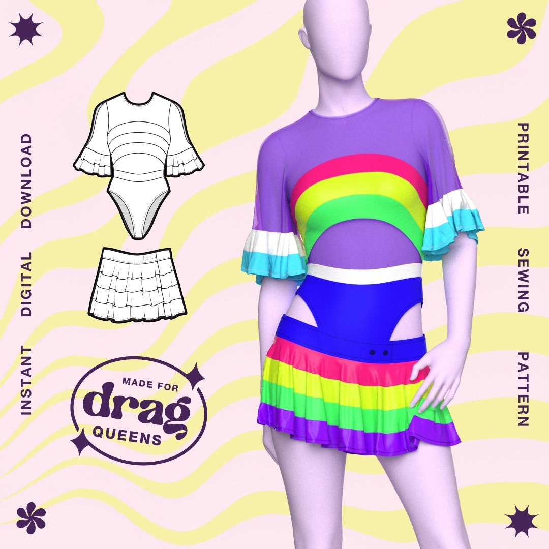 Pride Leotard and Skirt Sewing Pattern Set (sizes XS - 4X) - PDF - Drag ...
