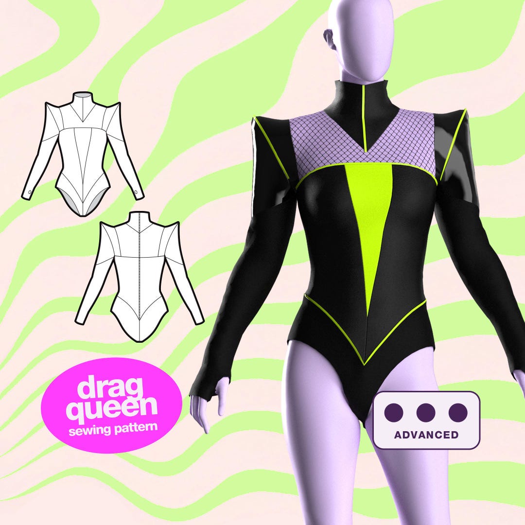 Cyber Cutout Leotard Sewing Pattern (XS-4X) PDF for Drag Queens Cosplay ...