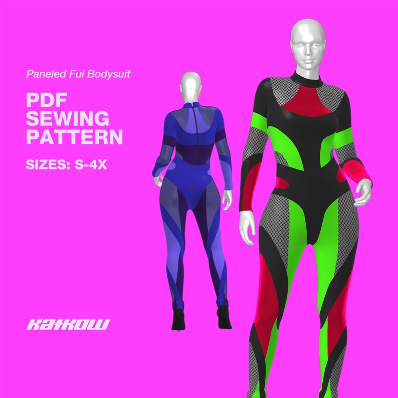 Paneled Full Bodysuit Sewing Pattern sizes S 4X PDF - Etsy
