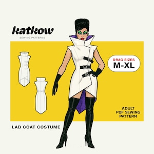 Mad Scientist Lab Coat (M-XL) Drag Queen Halloween Costume Sewing ...