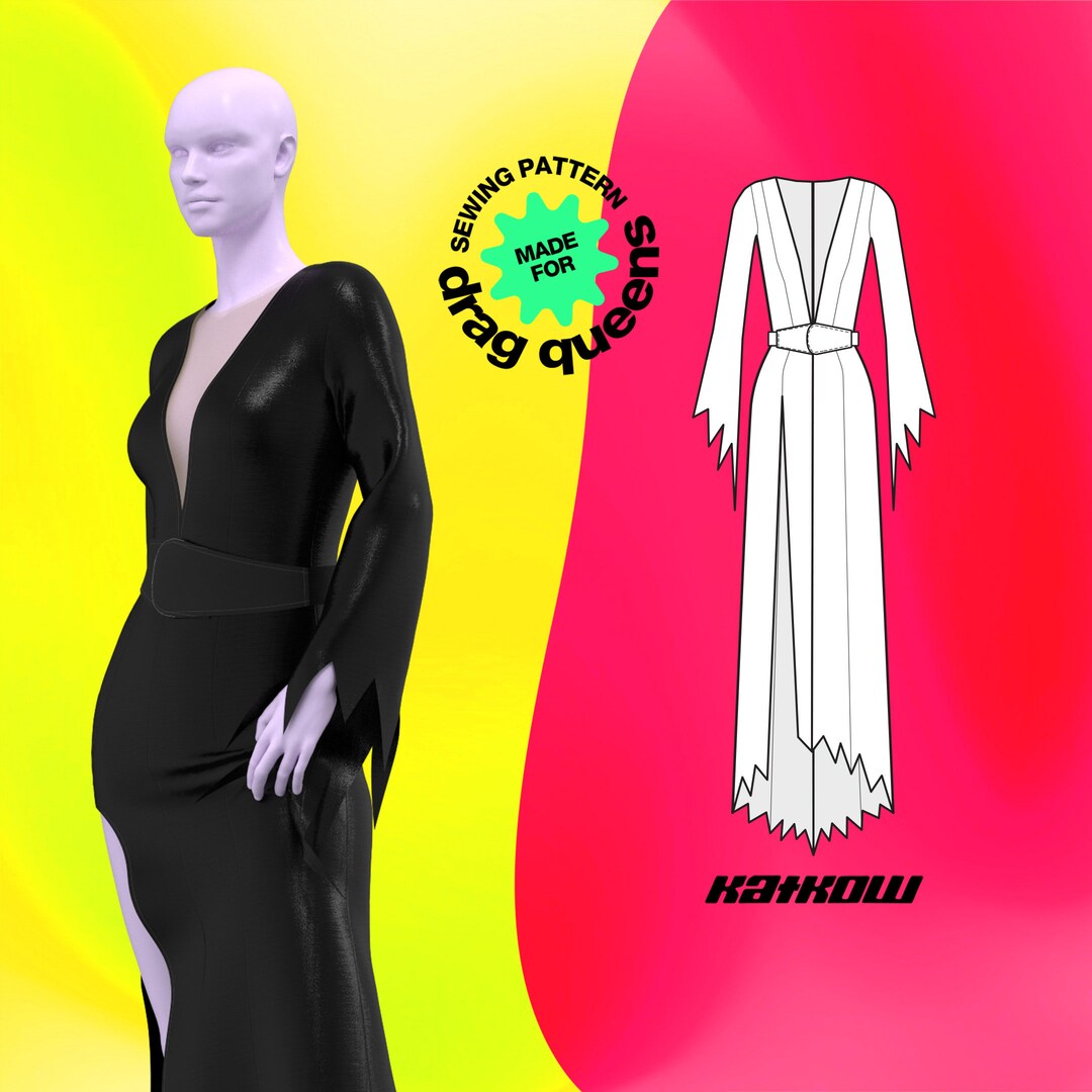 Evil Mistress Dress Sewing Pattern (sizes XS - 4X) - Drag Queen Witch ...