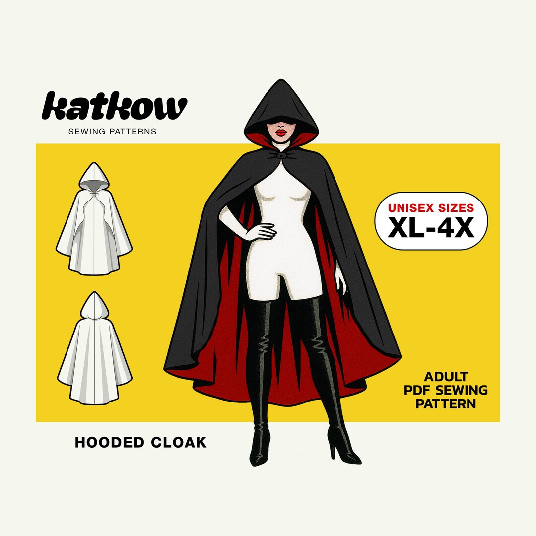 Gothic Oversized Cloak (XL-4X) Drag Queen Halloween Costume Sewing ...