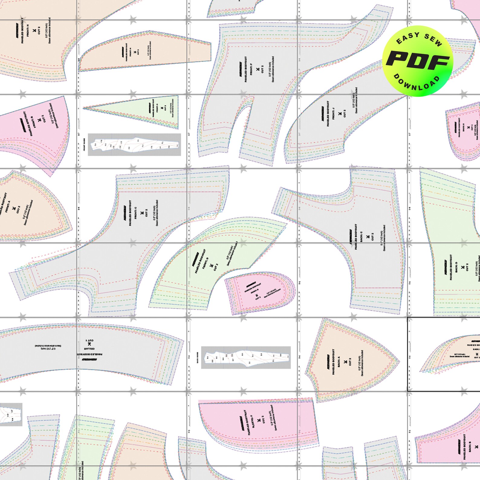 Paneled Full Bodysuit Sewing Pattern sizes S 4X PDF - Etsy