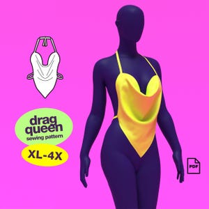 Cowl Neck Top Sewing Pattern (XL-4X) Drag Queen Costume Y2k Party Disco ...