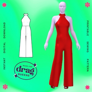Drag Queen Jumpsuit Sewing Pattern (sizes XS -4X) PDF Fashion Costume Rave Sexy Bodysuit Catsuit ...