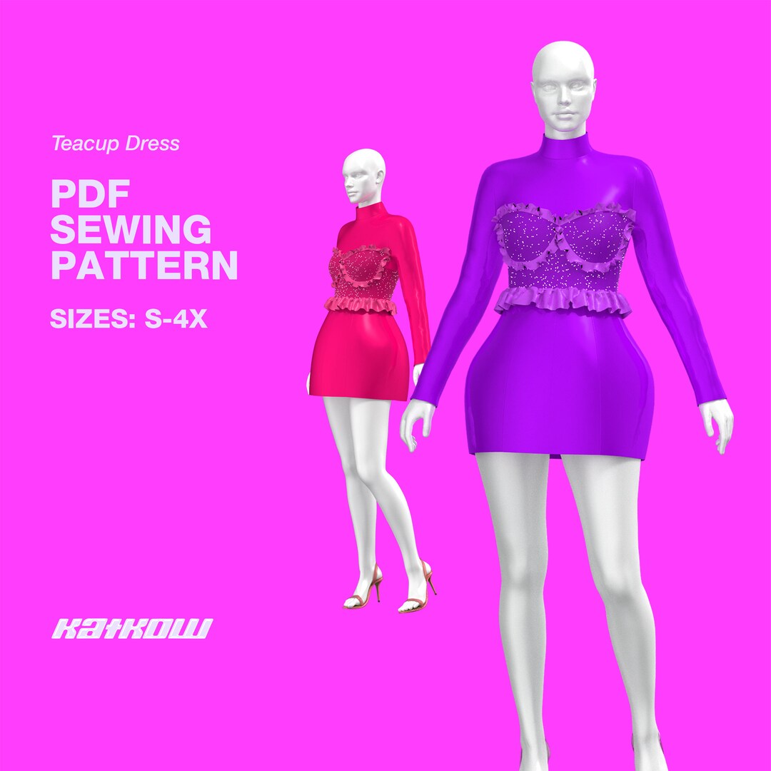 Teacup Dress Sewing Pattern (sizes S - 4X) - PDF DOWNLOAD - Drag Queen ...