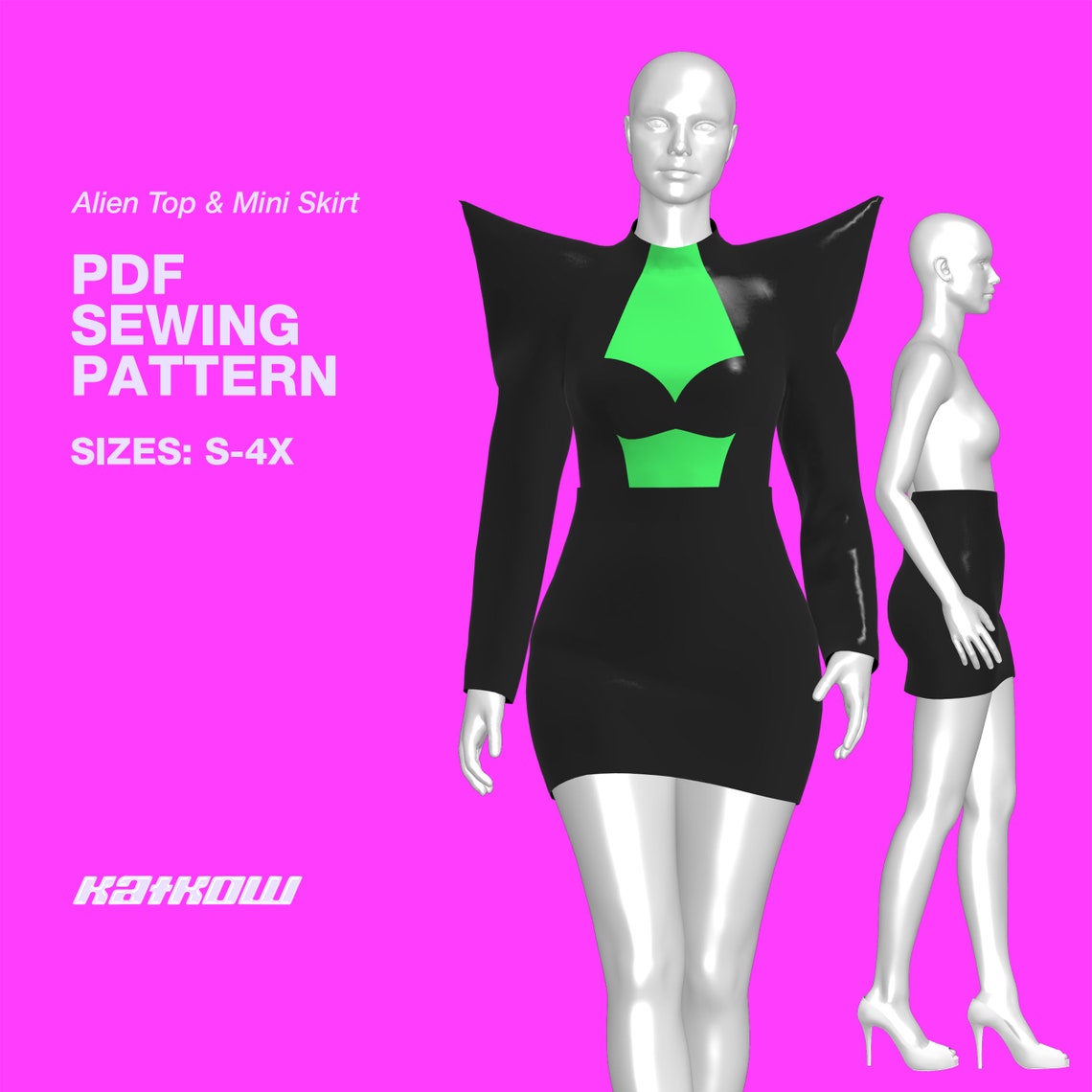 Alien Top and Mini Dress Sewing Pattern sizes S 4X PDF - Etsy