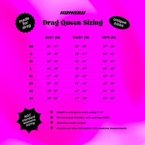 Drag Queen Gown Sewing Pattern (sizes XS -4X) PDF Fashion Costume ...