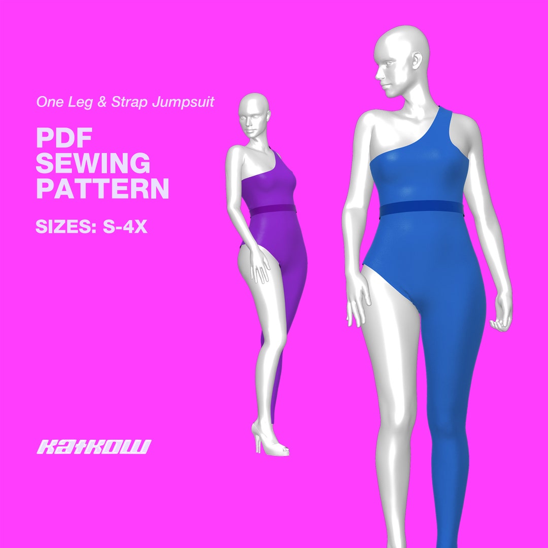 One Leg Jumpsuit Sewing Pattern (sizes S - 4X) - PDF DOWNLOAD - One ...