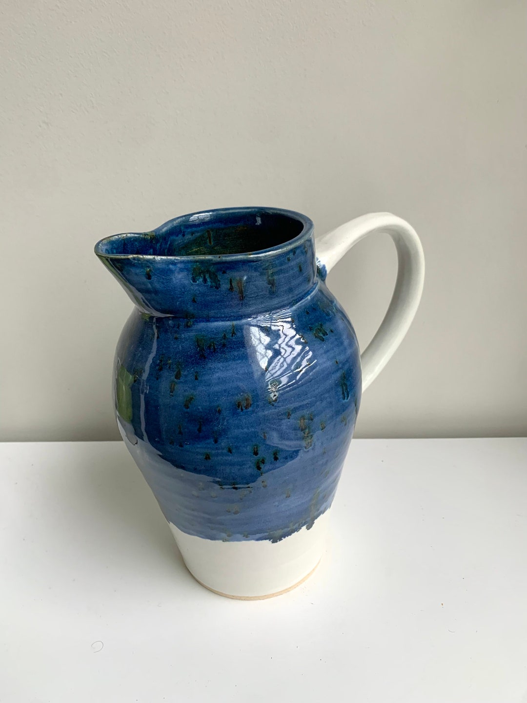 Handmade Pitcher, 55oz, Ceramic, Pottery, Blue Crystals - Etsy