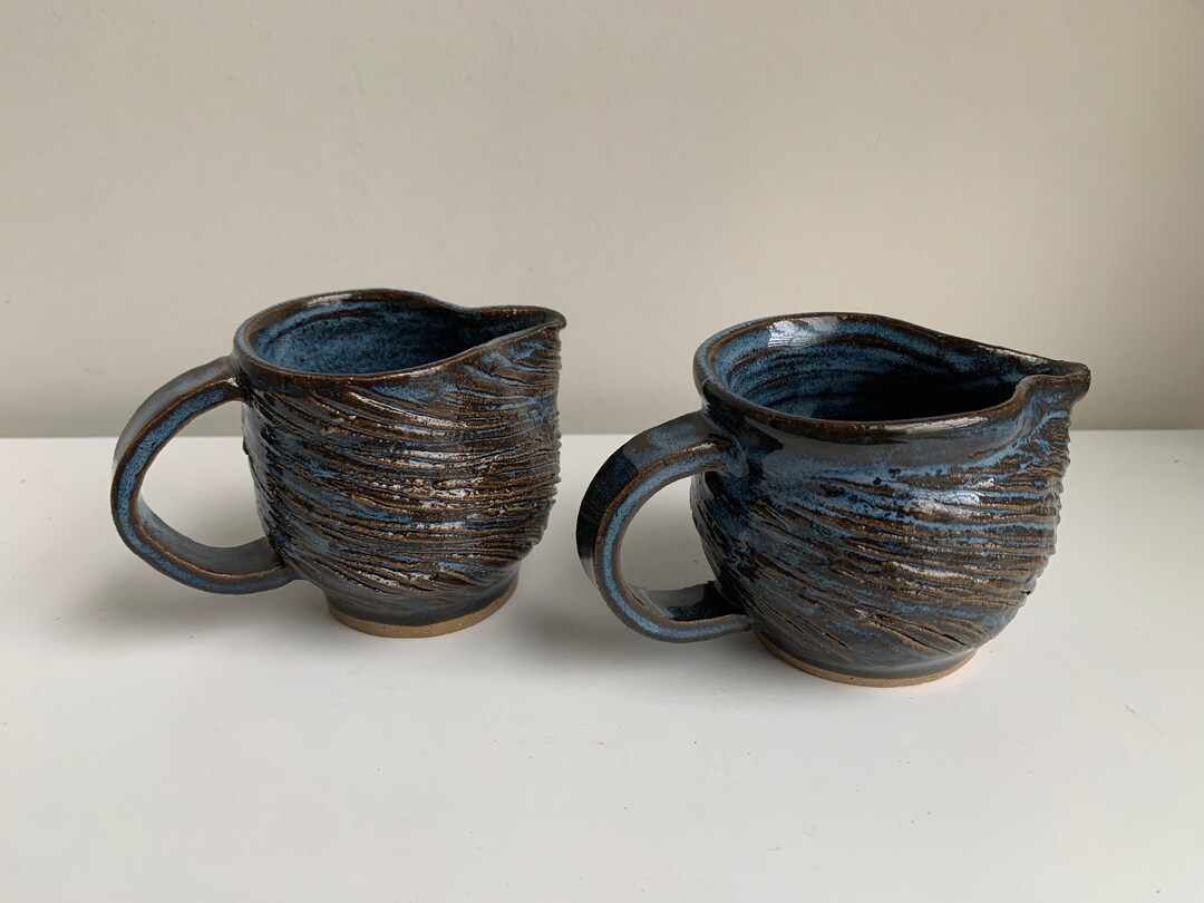 Handmade Pitcher Set, Two 2 Matching Swirl Pitchers, Pottery, Ceramic ...
