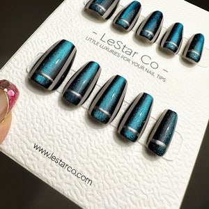 Reusable Galactic Gleam| Premium Press on Nails Gel Hand Painted ...