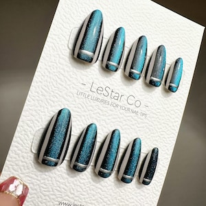 Reusable Galactic Gleam| Premium Press on Nails Gel Hand Painted ...