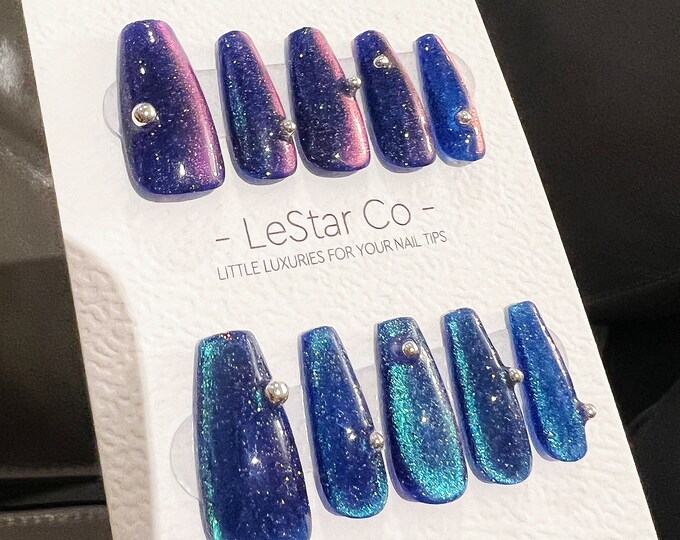 Dragon Scale Press-on Nails – Realistic 3D Fantasy Blue-purple-green ...